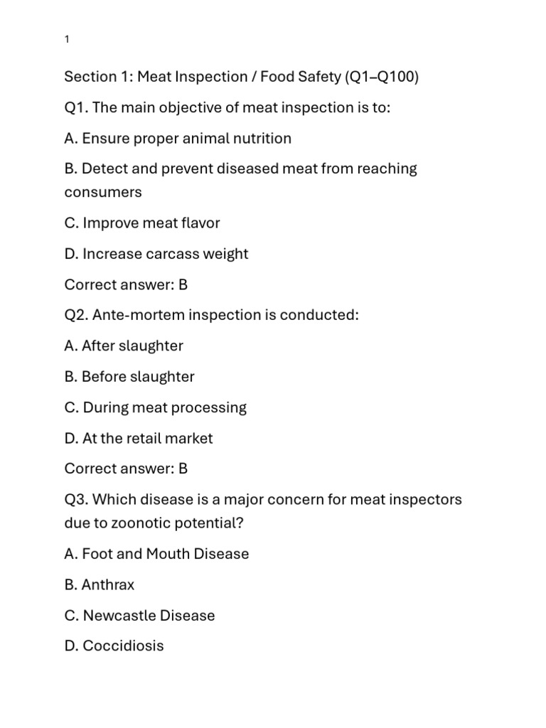 exam | PDF | Vaccines | Meat