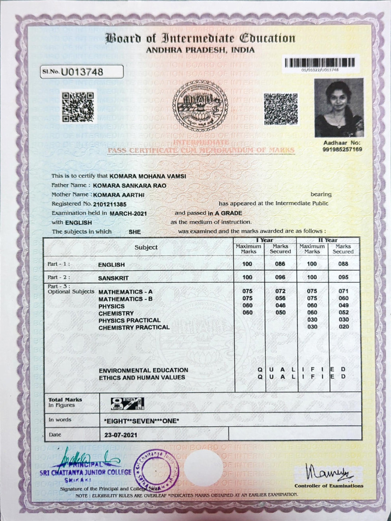 Inter Certificate | PDF