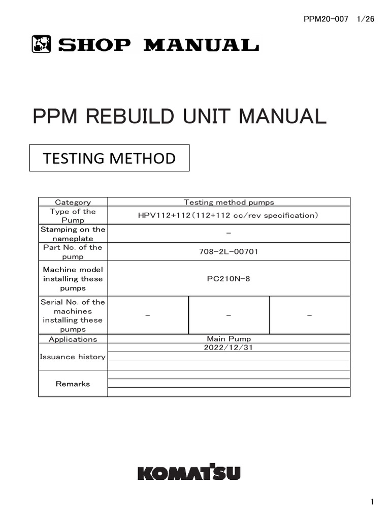 Main Pump Testing Method Manual | PDF | Pump | Valve