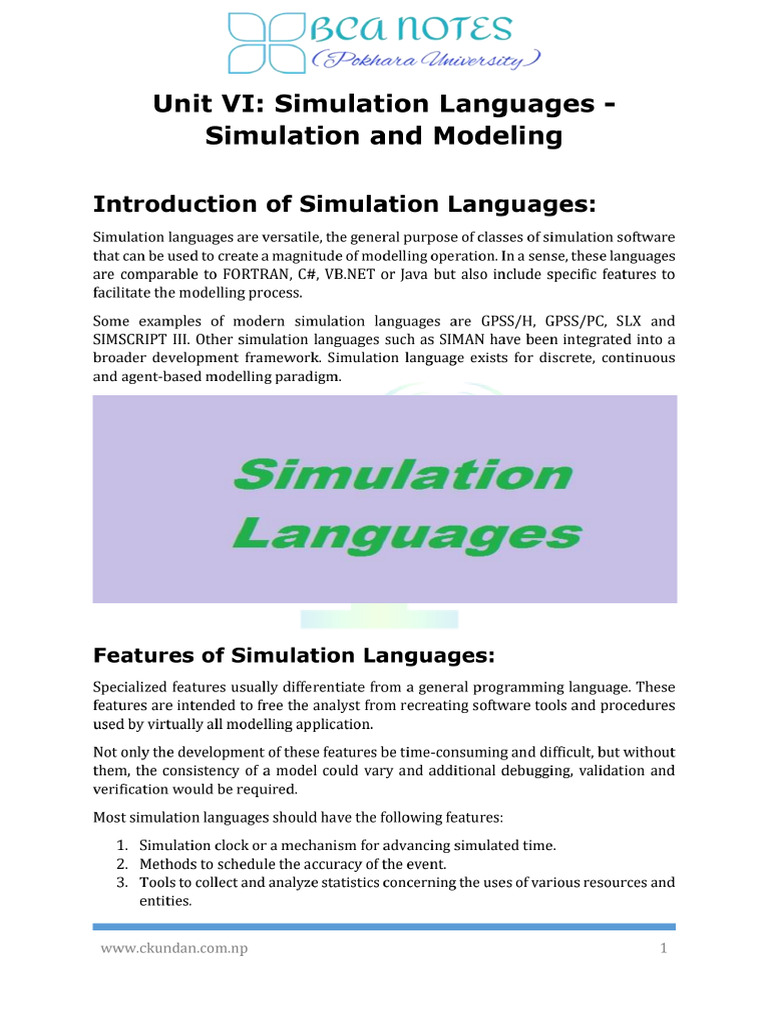 Unit 6 - Simulation Languages - Simulation and Modeling._pdf.urlgd.com ...