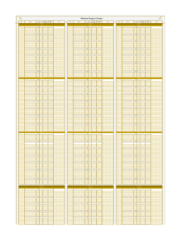 Comprehensive Workout Progress Tracker | PDF | Physical Fitness ...