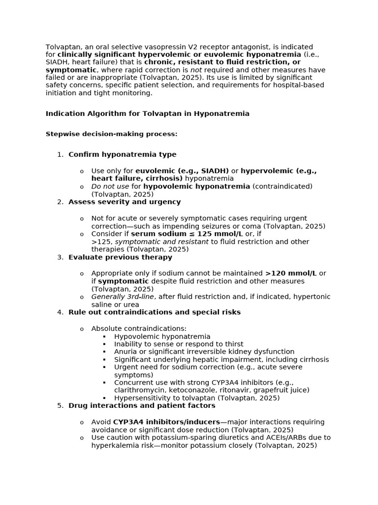 Tolvaptan Algorithm | PDF | Medical Specialties | Clinical Medicine