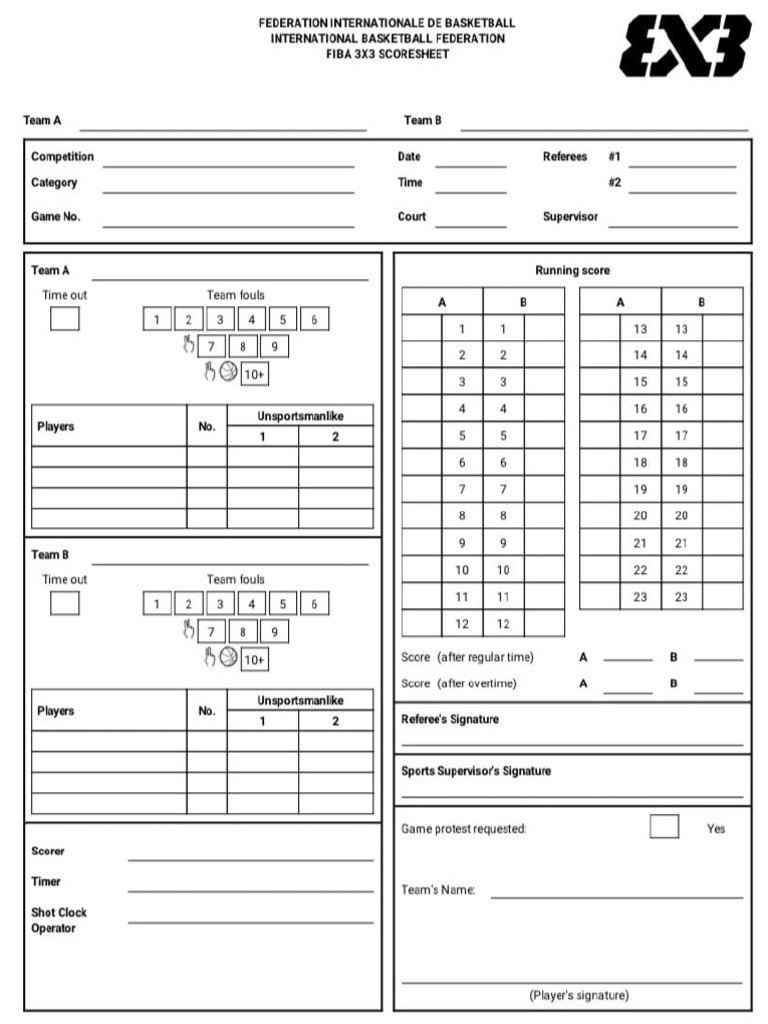 3x3 Score Sheet | PDF