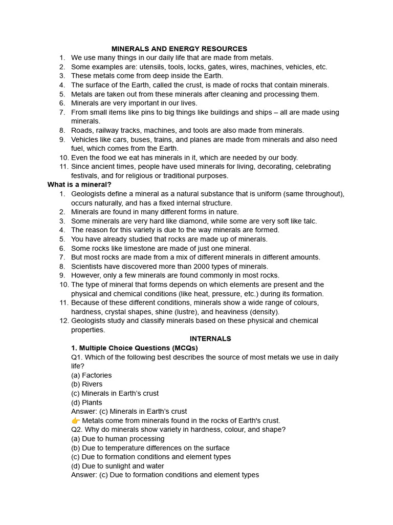 Minerals and Energy Resources | PDF | Iron Ore | Rock (Geology)