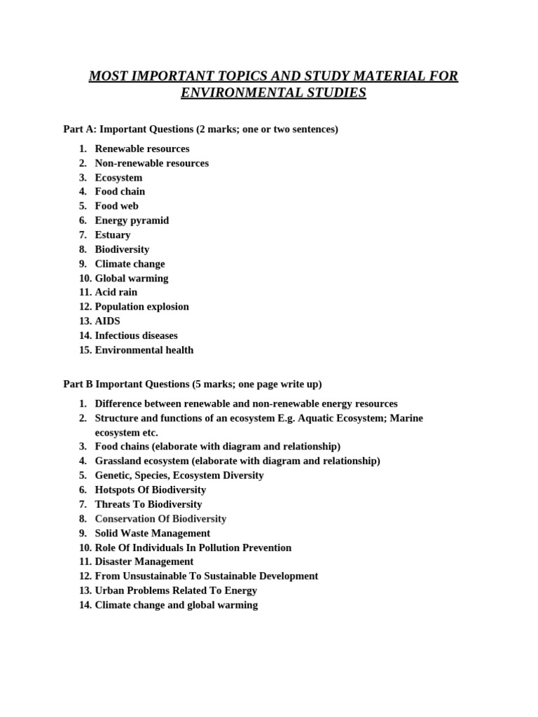 Key Topics in Environmental Studies | PDF | Ecosystem | Food Web