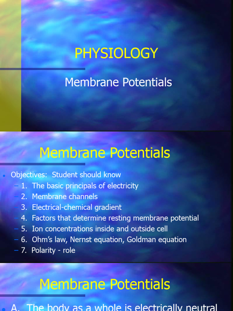 Membrane Physiology | PDF | Membrane Potential | Biochemistry