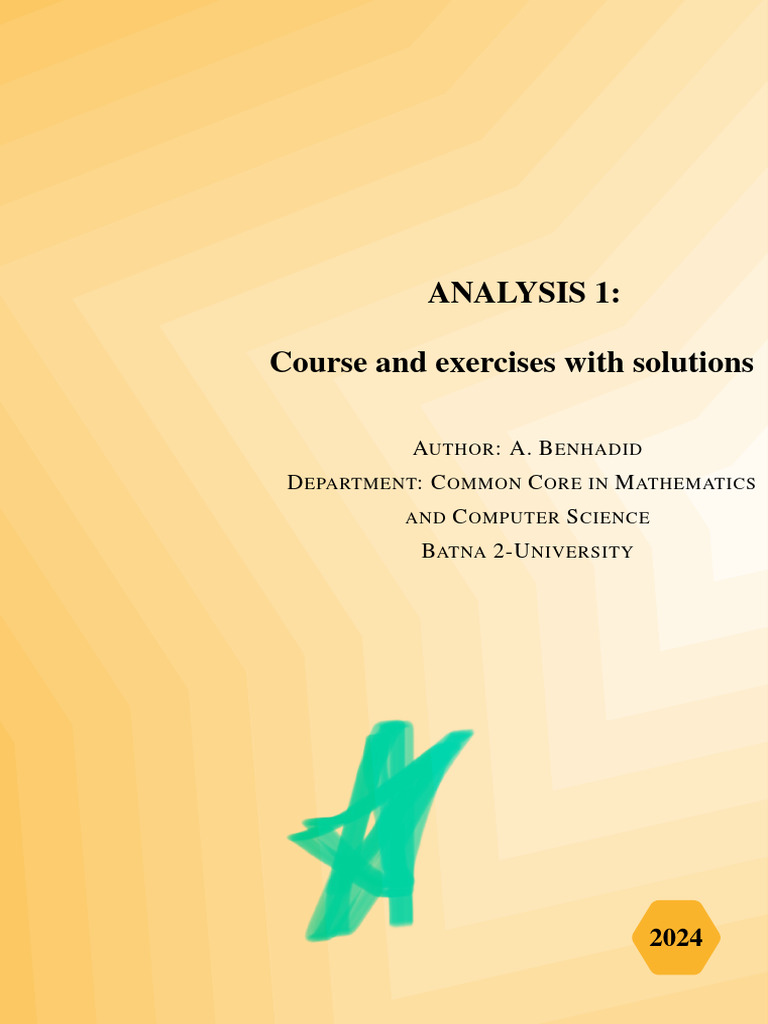 Mathematical Analysis Course with Solutions | PDF | Limit (Mathematics ...