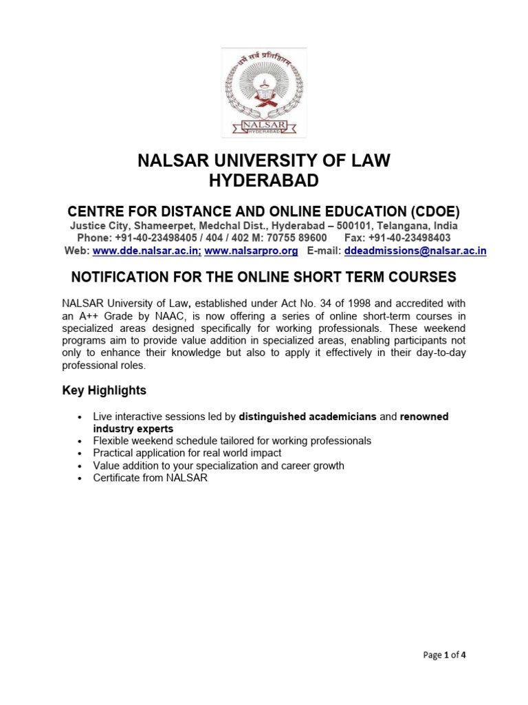 Short Term Courses Notification-November, 2025-1 | PDF