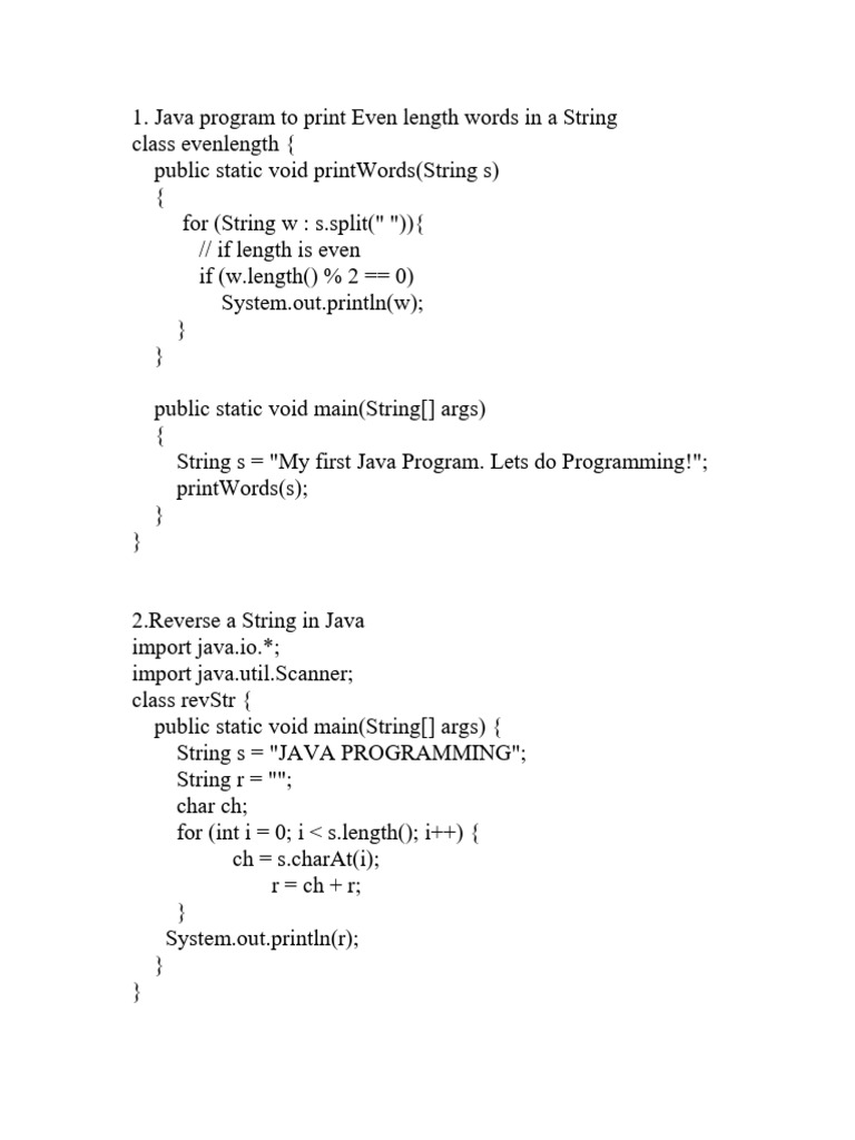 Java String Programs | PDF