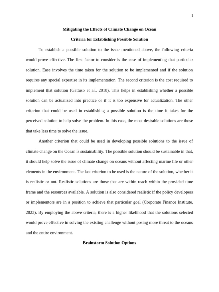 Mitigating The Effects of Climate Change On Ocean | PDF | Climate ...
