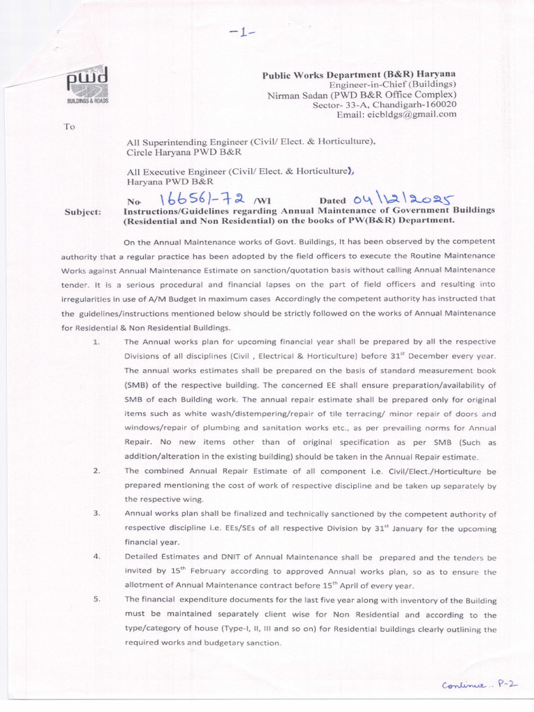 Instruction Guidelines Regarding Annual Maintenance of Government ...