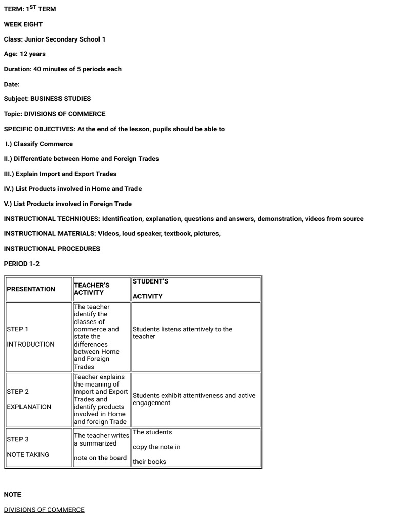 Divisions of Commyerce | PDF | Commerce | Teachers
