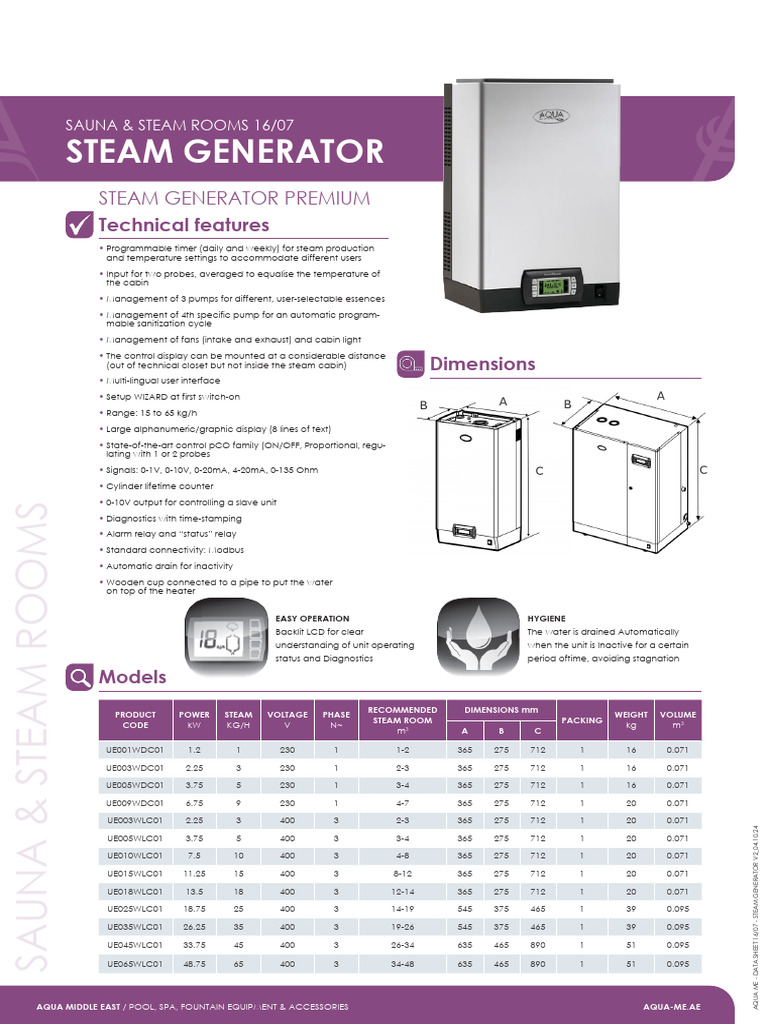 Aqua-steam Generators 12.0kw With Controller | PDF | Boiler | Steam
