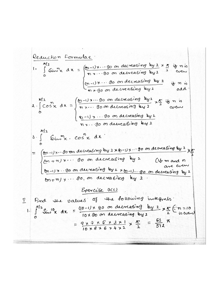 Definite Integrals 7 (C) Exercise | PDF