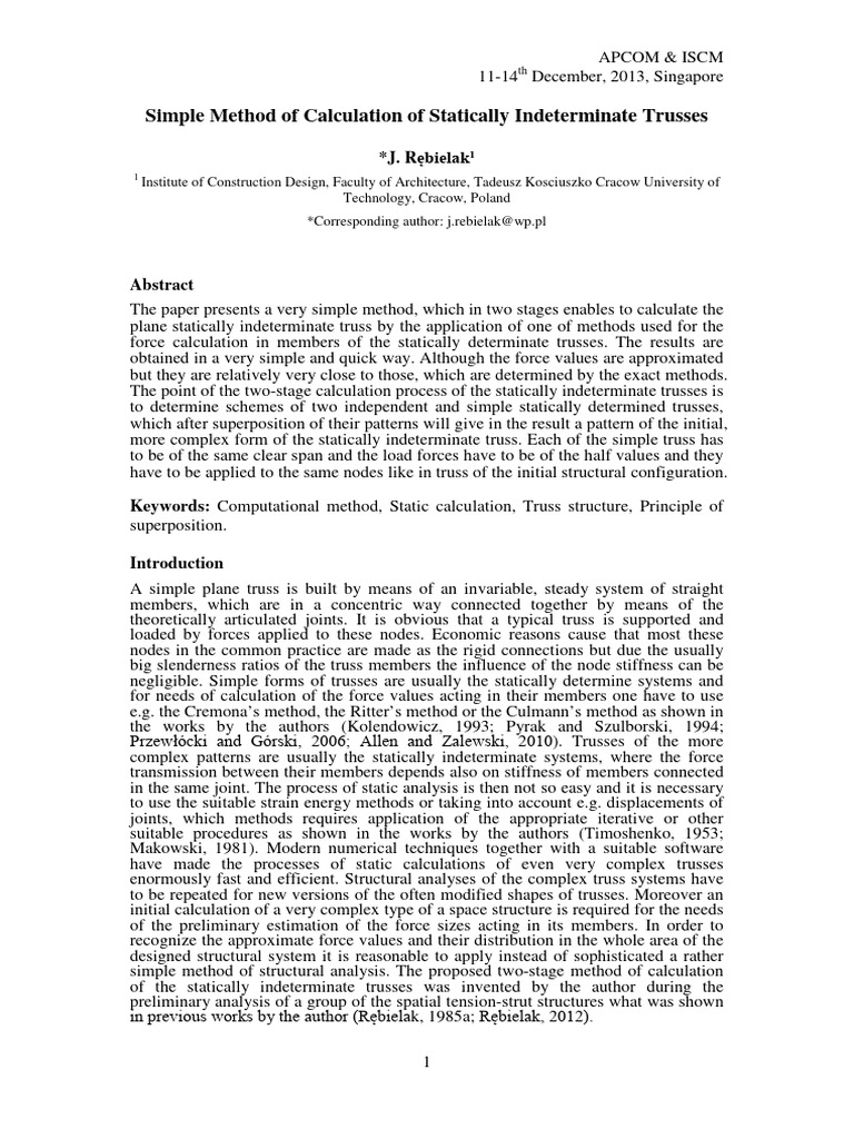 New Simple Method of Calculation of Stat (1) | PDF | Truss | Force
