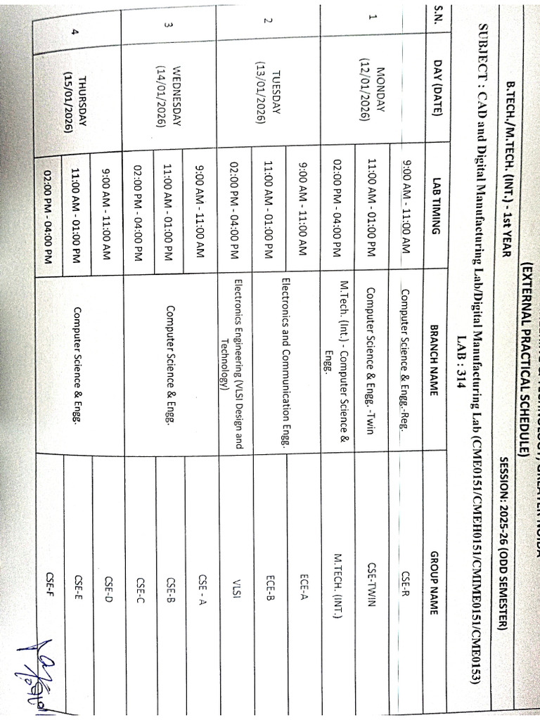 Cad Lab Schedule | PDF