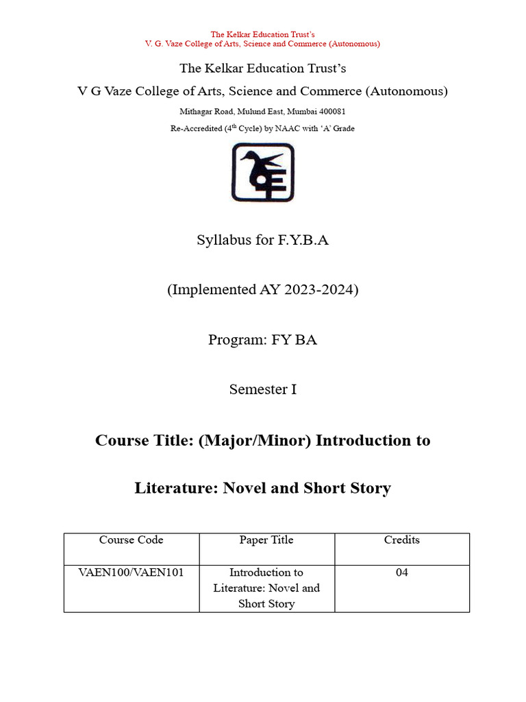 FYBA English Major Minor | PDF | Genre | Course Credit