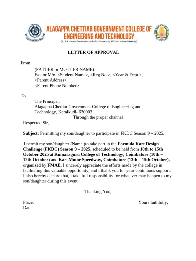 Parent Approval for FKDC 2025 Participation | PDF