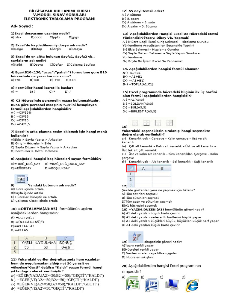 Excel Sinav | PDF