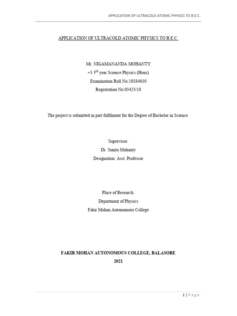 Application of Ultracold Atomic Physics to Bec | PDF | Boson | Physical ...