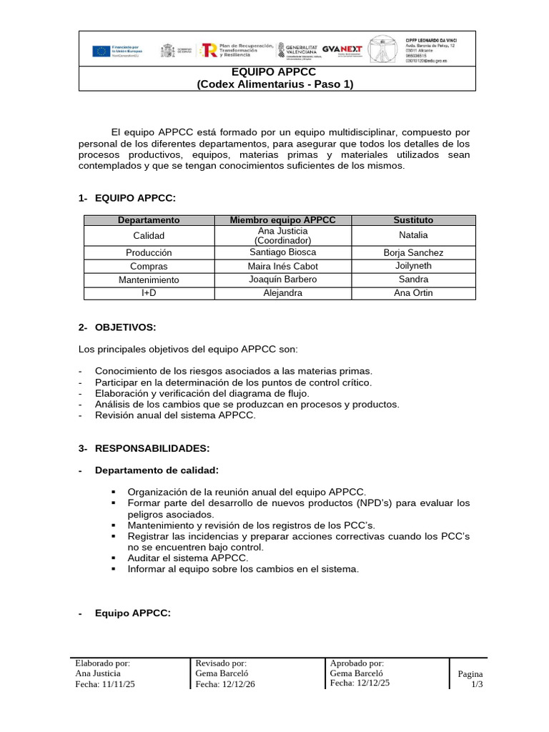 1 Paso 1 Equipo Appcc Ok | PDF