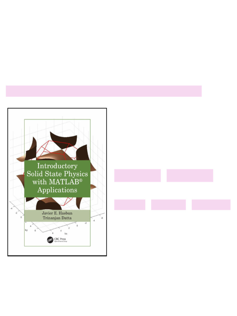 CRC Introductory Solid State Physics with MATLAB Applications 146651230X pdf version | PDF