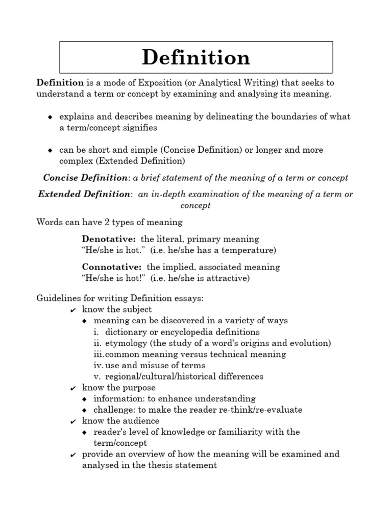 Understanding Definition Essays | PDF