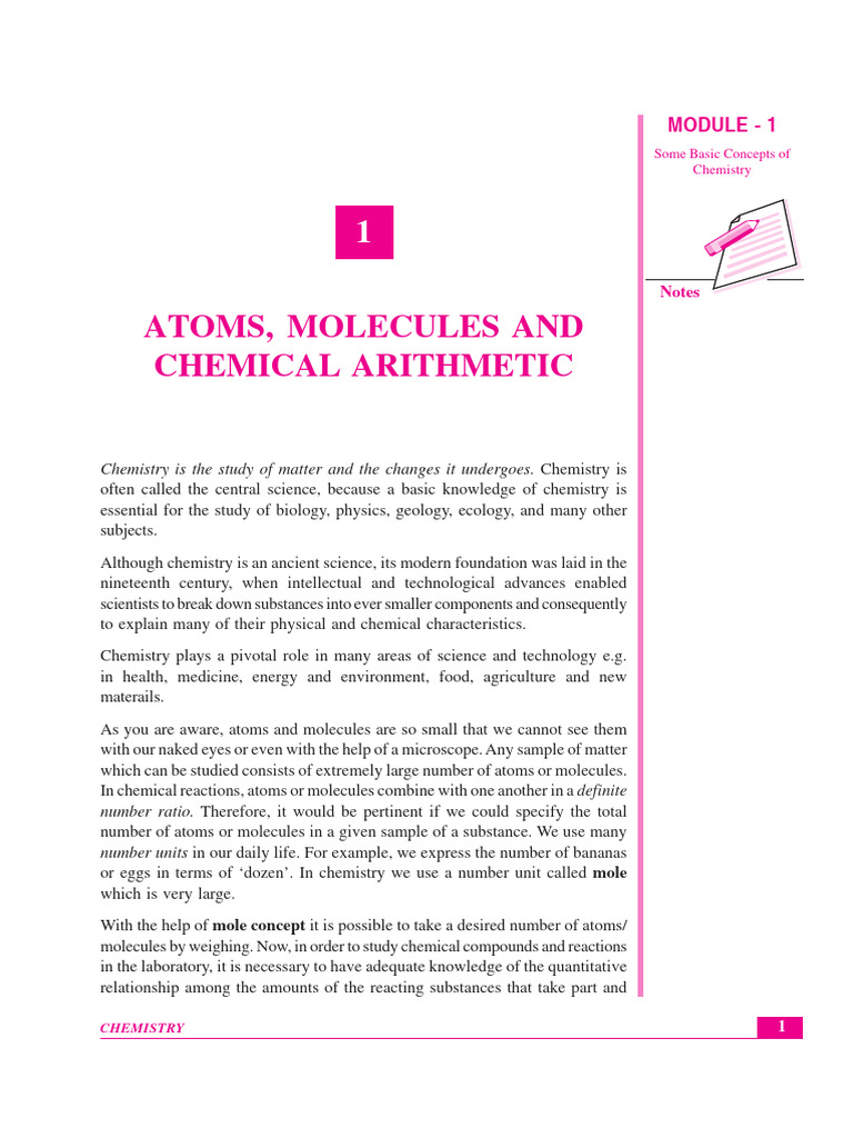 313 Chemistry Eng Lesson1 | PDF | Mole (Unit) | Chemistry