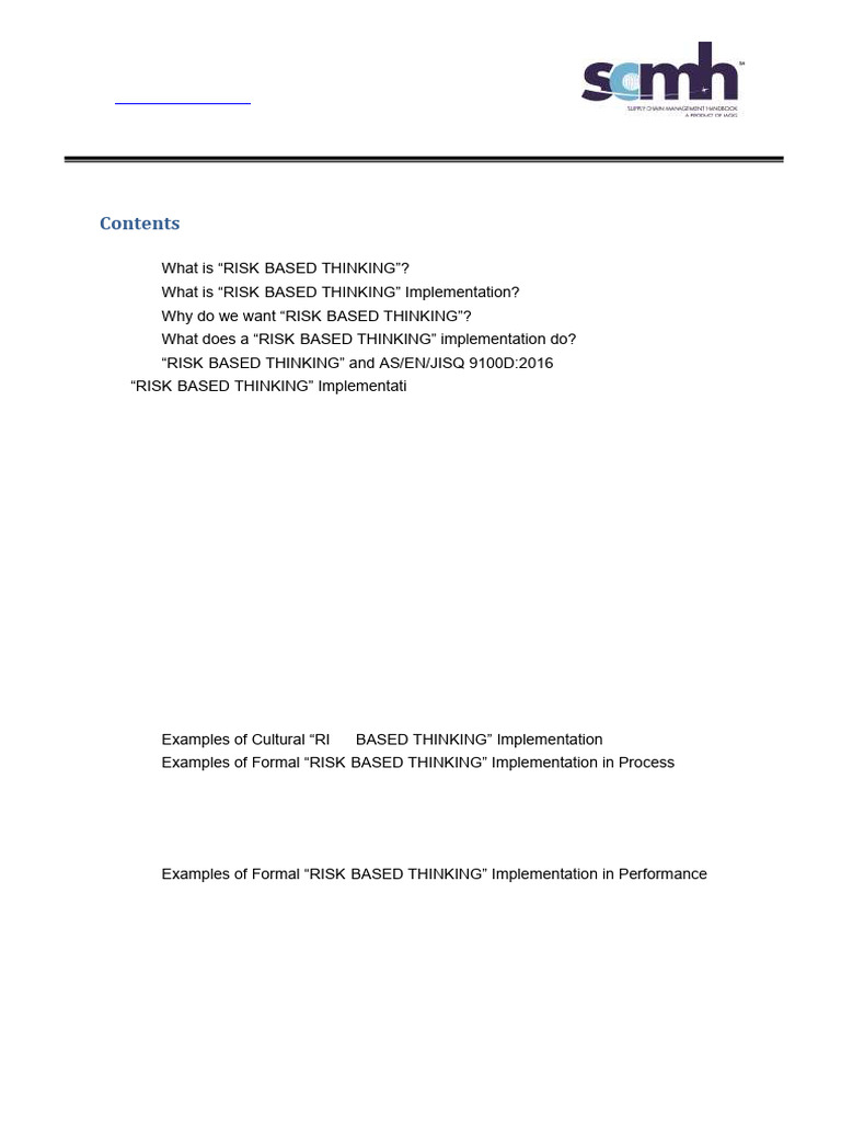 Risk-Based Thinking Implementation Guide | PDF | Risk | Performance ...
