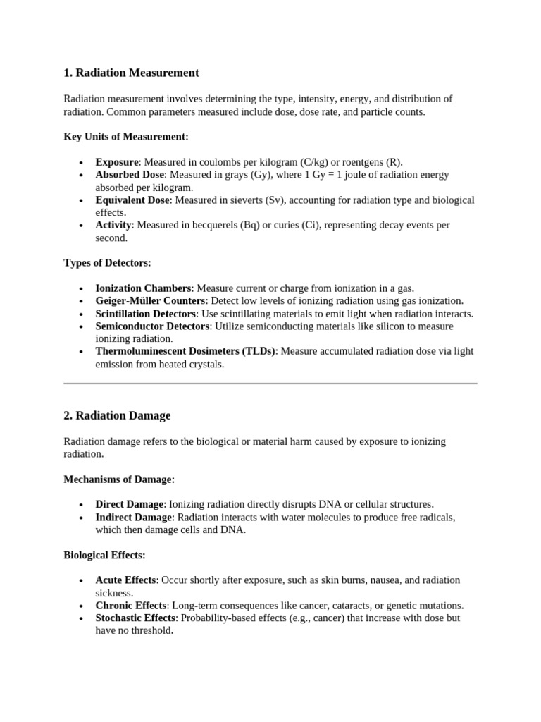 Comprehensive Note on Radiation Measurement,Damage,Safety | PDF ...