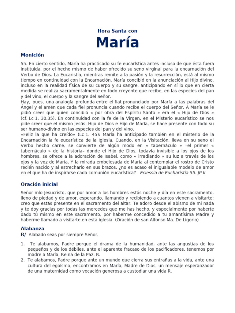 Fe Eucarística y María: Reflexiones | PDF | María, madre de Jesús ...