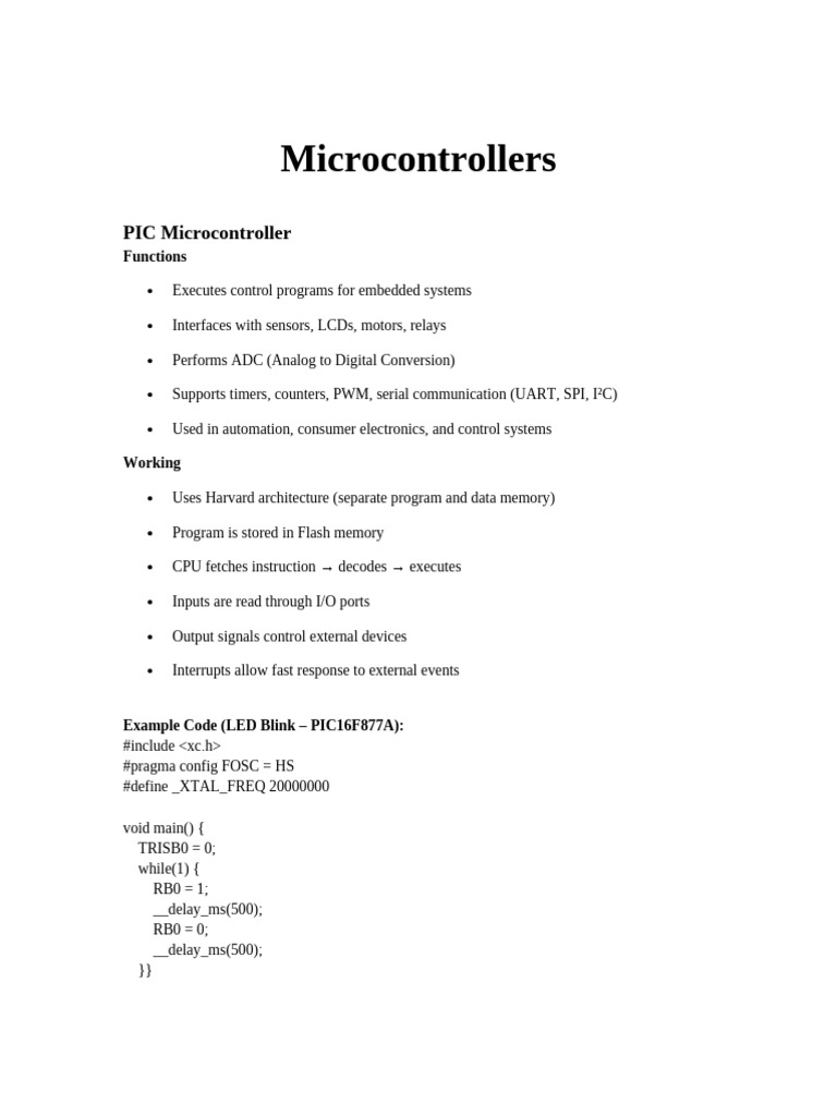 Microcontroller Comparison and Examples | PDF | Microcontroller | Computer Engineering