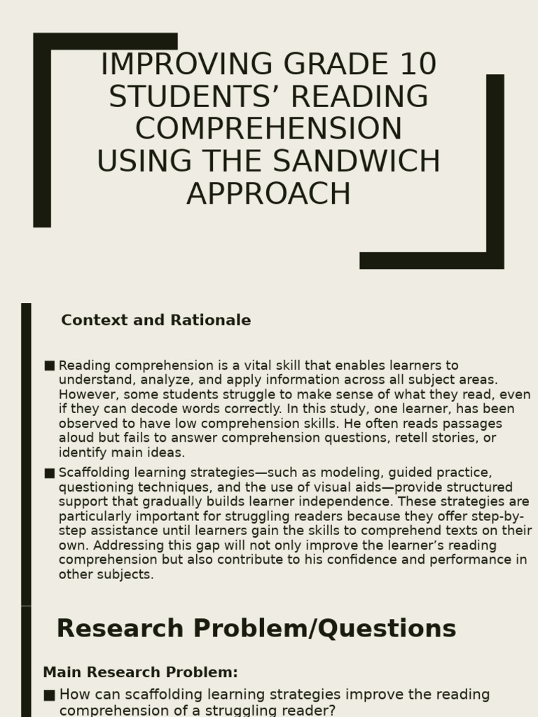 Improving Reading Comprehension Using Scaffolding Learning Strategies ...