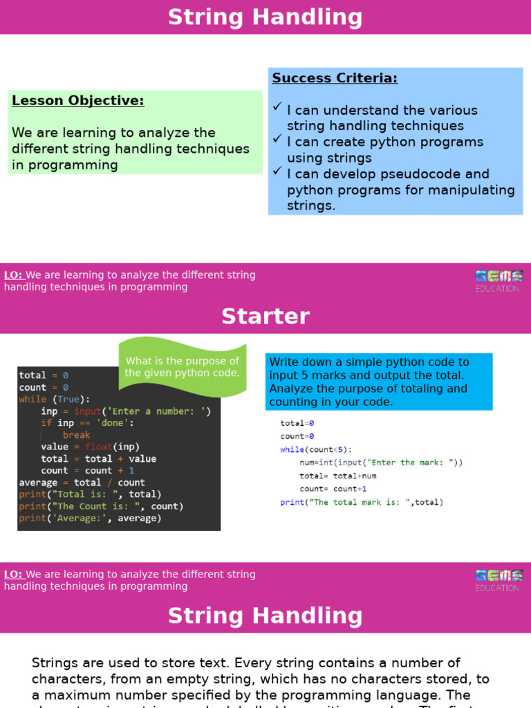 String Handling Techniques in Python | PDF | String (Computer Science ...