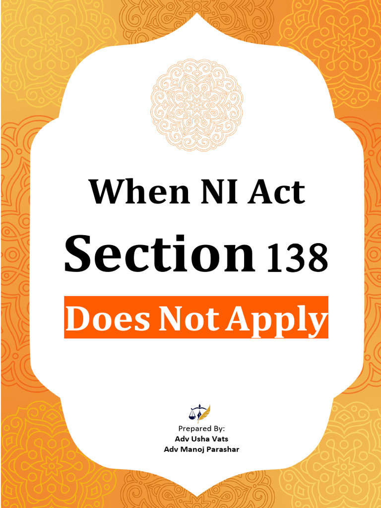 When NI Act Section 138 Doesn't Apply | PDF | Cheque
