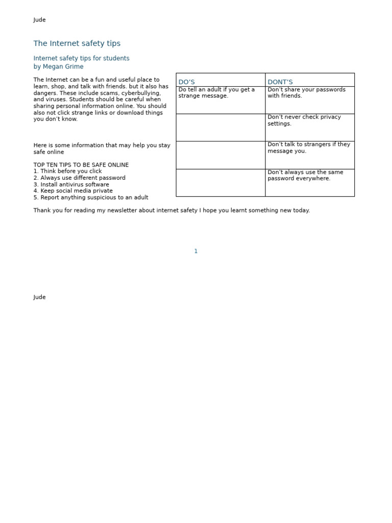 The Internet Safety News - Newsletter | PDF