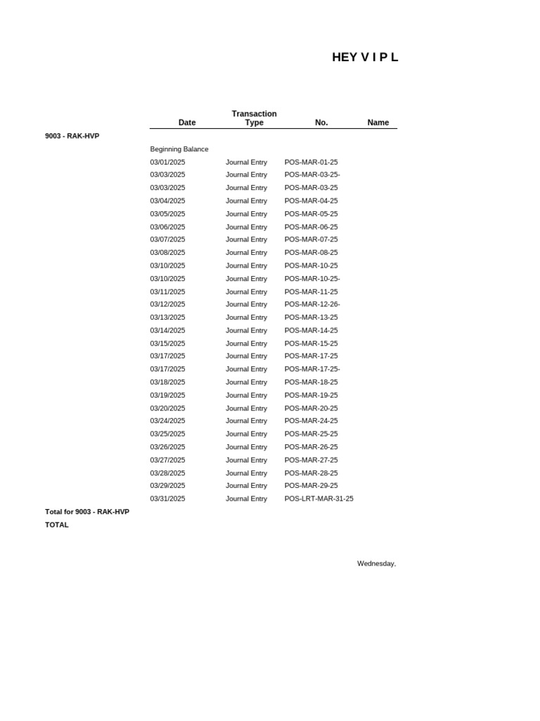 March 2025 Transaction Report for VIP Car Transport | PDF | Financial ...
