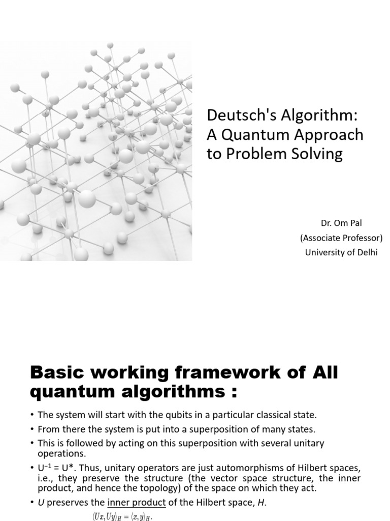 Deutsch's Algorithm: A Quantum Overview | PDF | Matrix (Mathematics ...