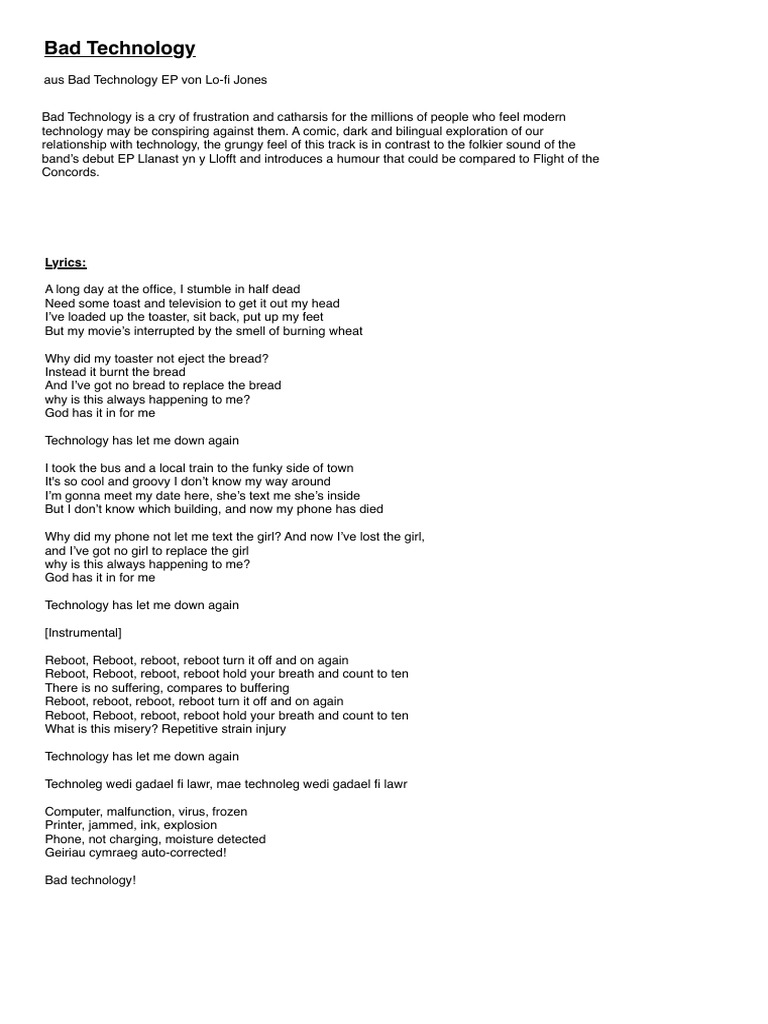 Bad Technology: A Humorous Anthem | PDF