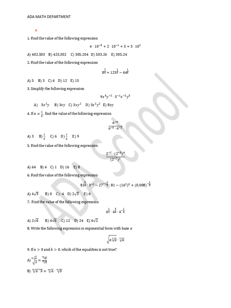 NTH Root. Real Exponents and Its Properties. Comparison of Numbers ...