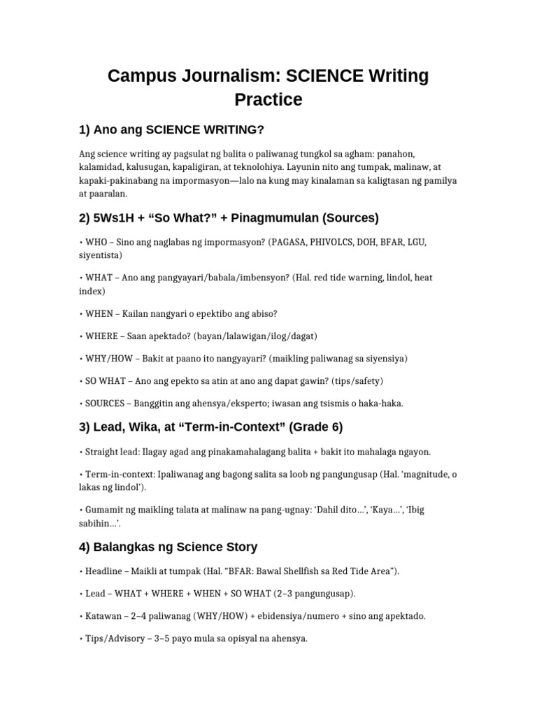 Campus Journalism Grade6 SCIENCE Tagalog WithQUIZ | PDF