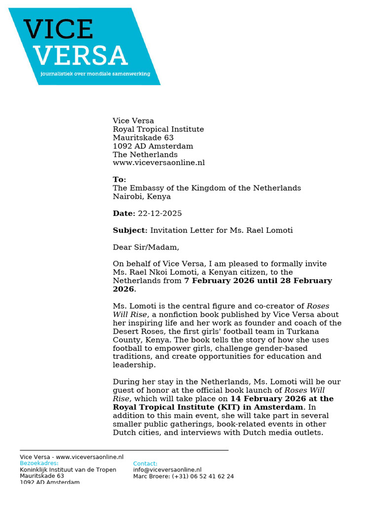 Invitation Letter Rael Lomoti | PDF