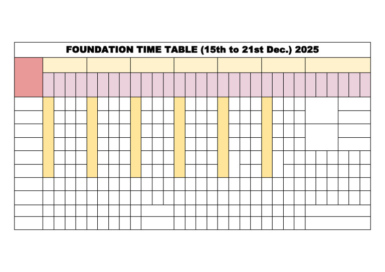 Foundation Time Table (15th to 21st Dec.) 2025 | PDF