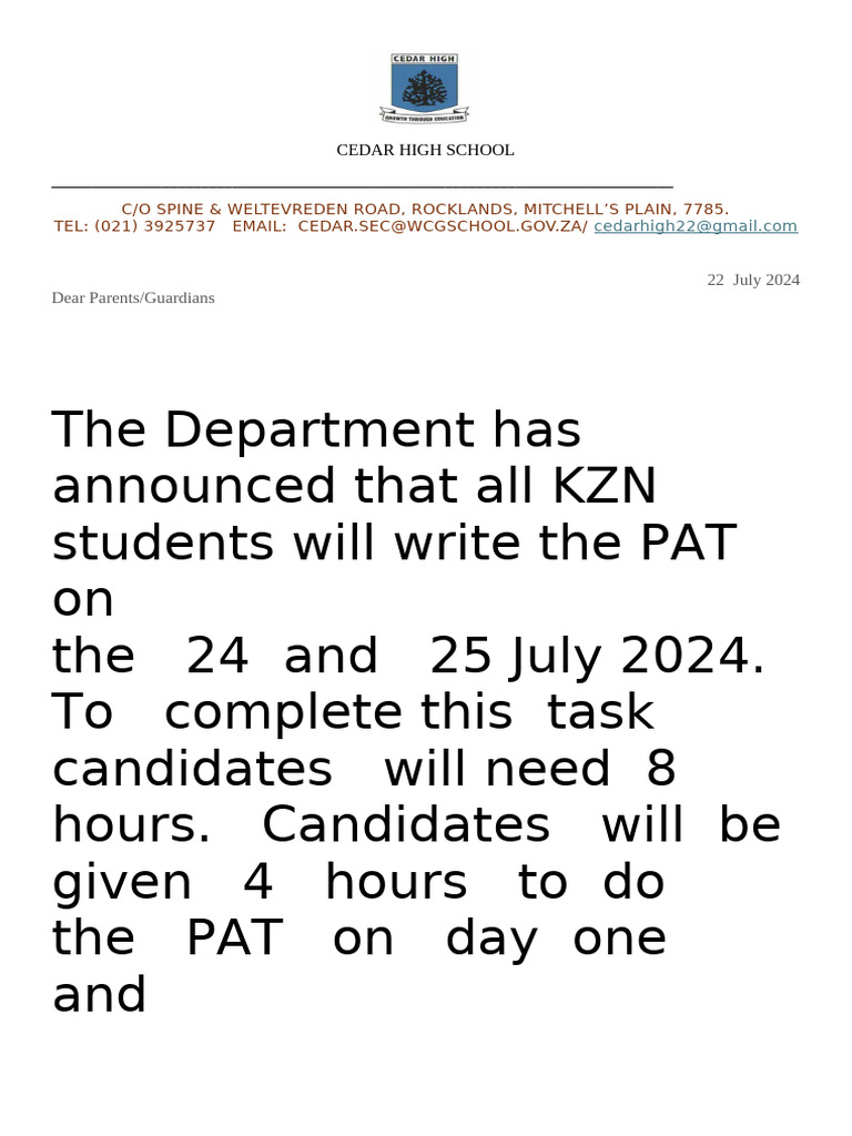 PAT LETTER | PDF | Writing Implements | Stationery