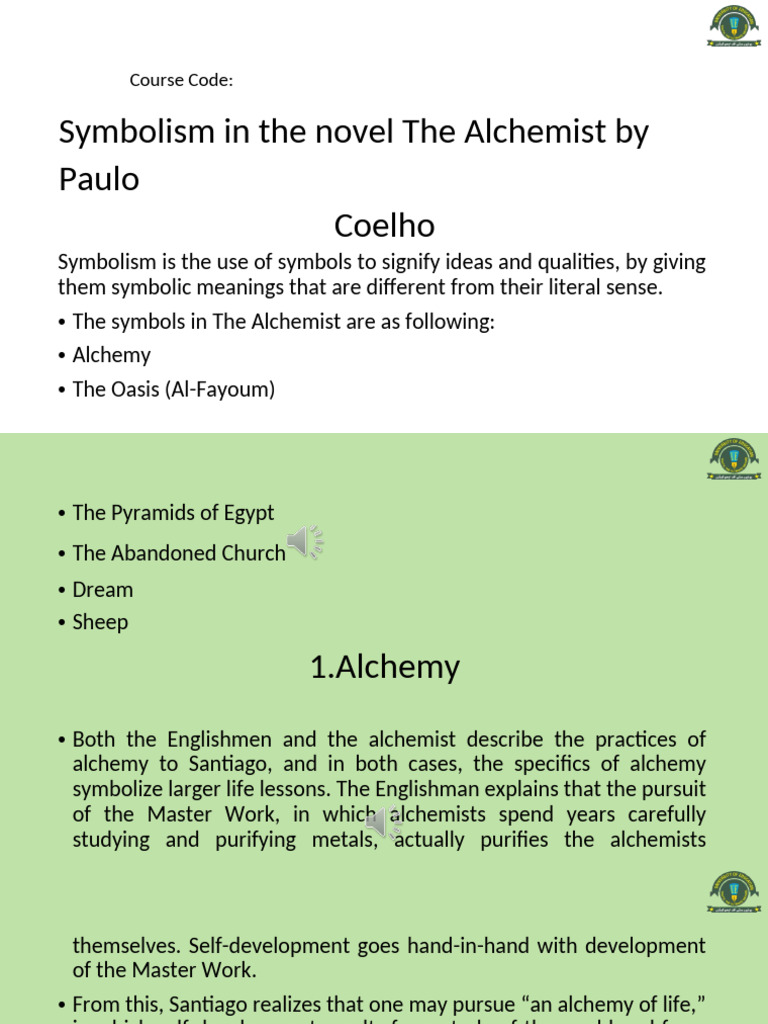 BS(ENG)- 8th- EnGL 4133- Symbolic Analysis of the Alchemist | PDF ...