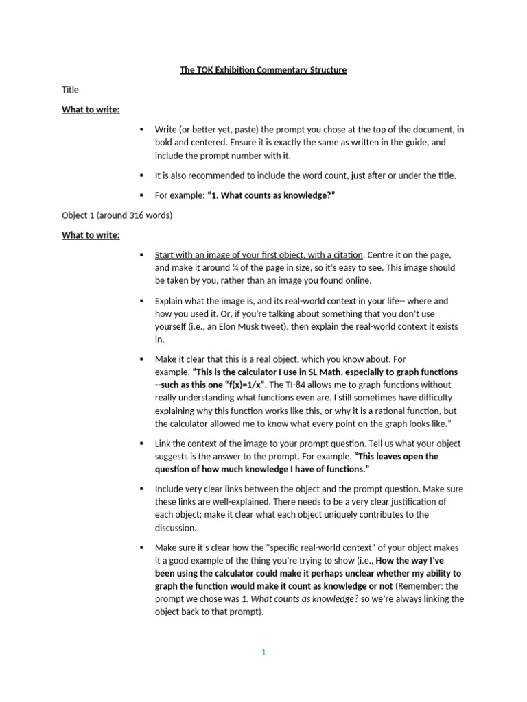 TOK Exhibition Commentary Guide | PDF | Knowledge | Image