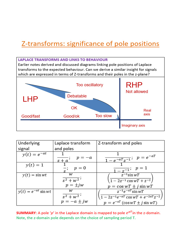 Z-Transforms and Pole Position Insights | PDF | Laplace Transform ...