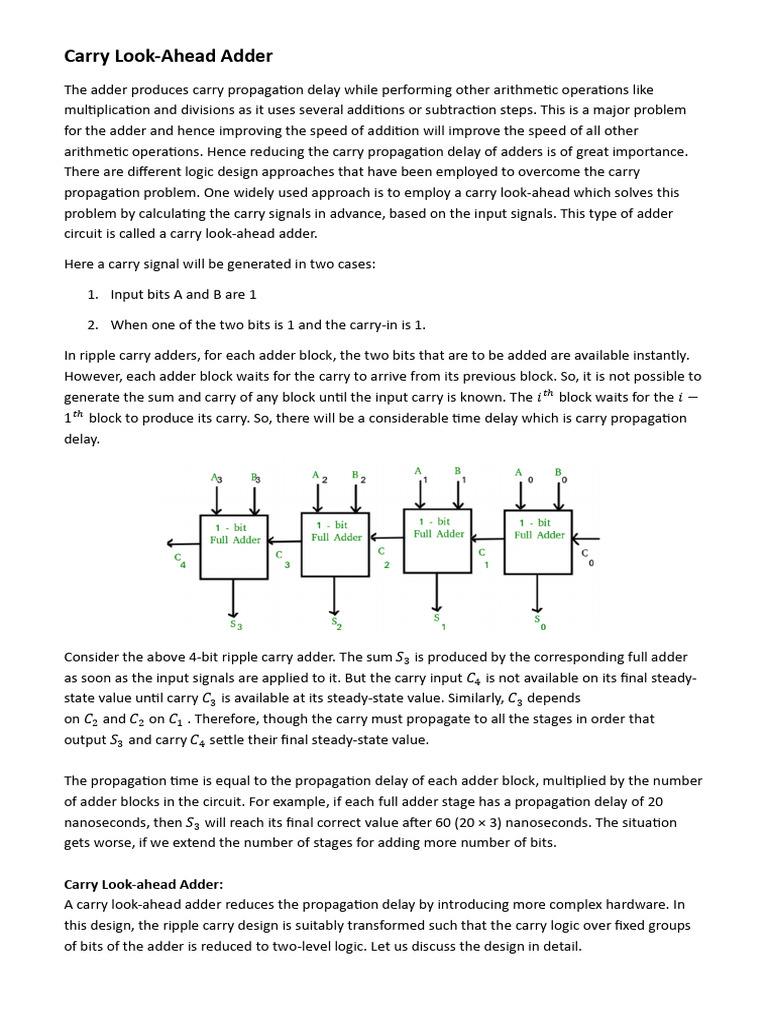 Understanding Carry Look-Ahead Adders | PDF | Mathematical Logic ...