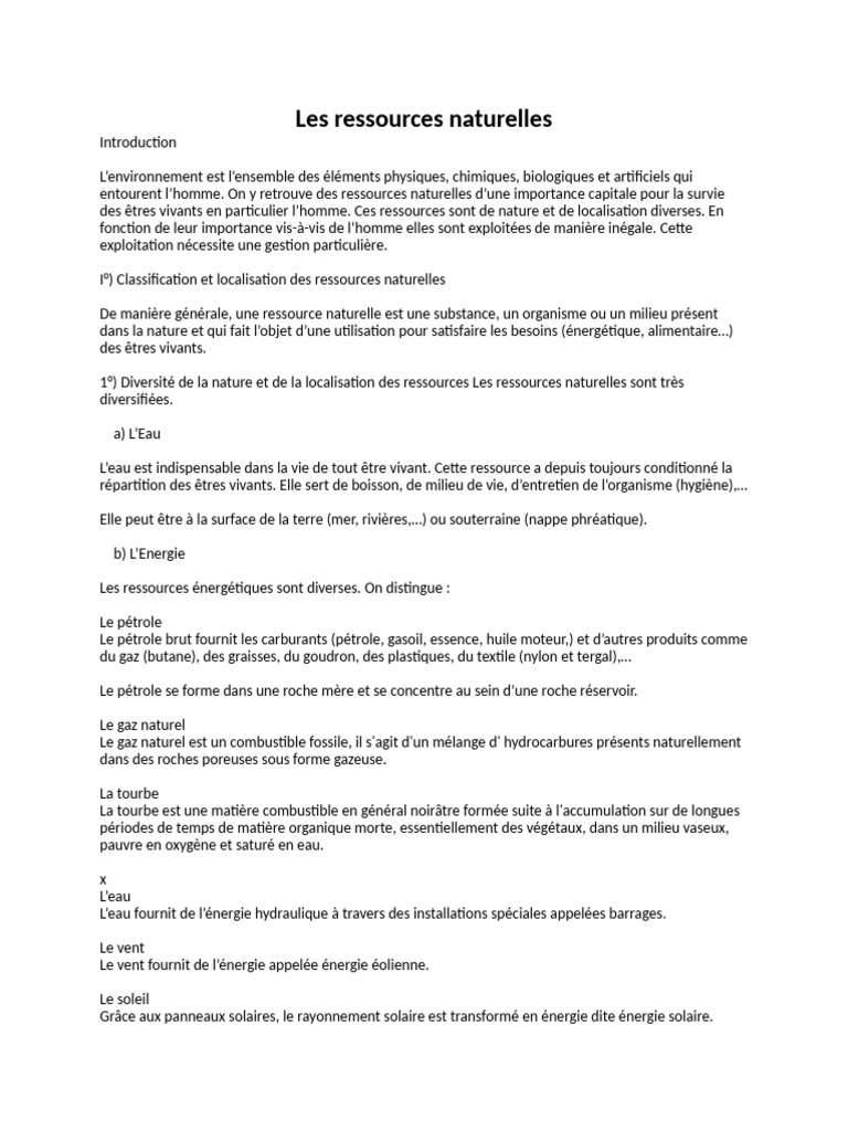 Classification et gestion des ressources naturelles | PDF | Pétrole | Eau