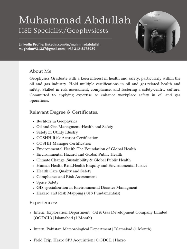 Muhammad Abdullah (1) | PDF | Occupational Safety And Health | Geophysics
